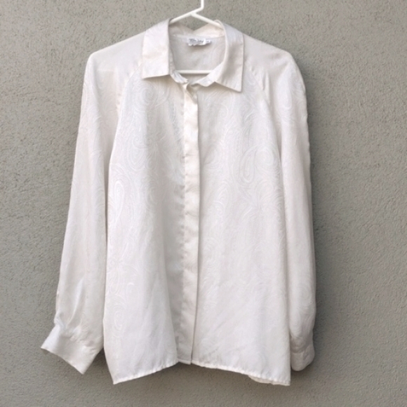 TanJay | Tops | Vintage Tan Jay Cream Paisley Jacquard Blouse 6 | Poshmark